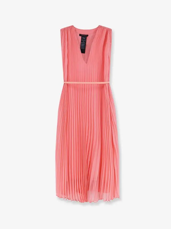 Max Mara Mxecapsula Long Dress With Belt - Pink