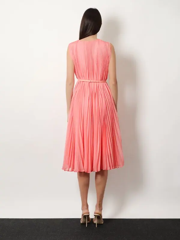 Max Mara Mxecapsula Long Dress With Belt - Pink