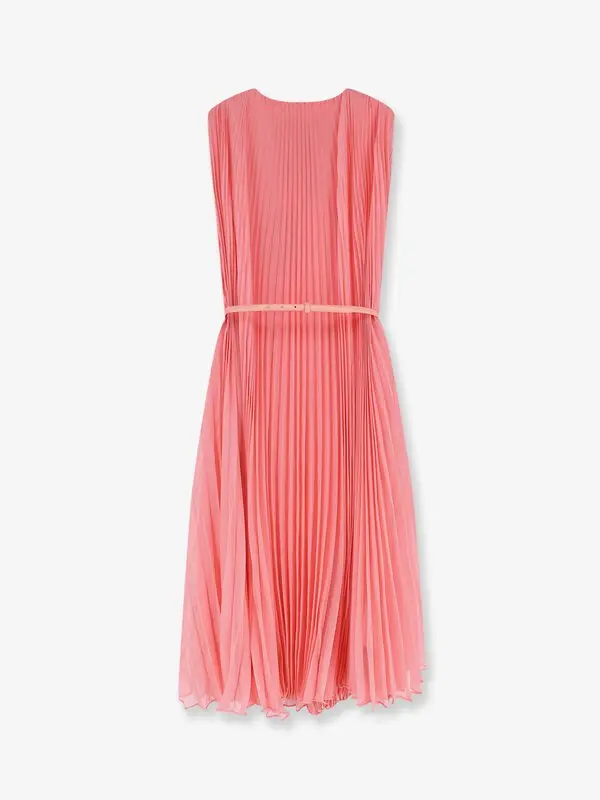 Max Mara Mxecapsula Long Dress With Belt - Pink