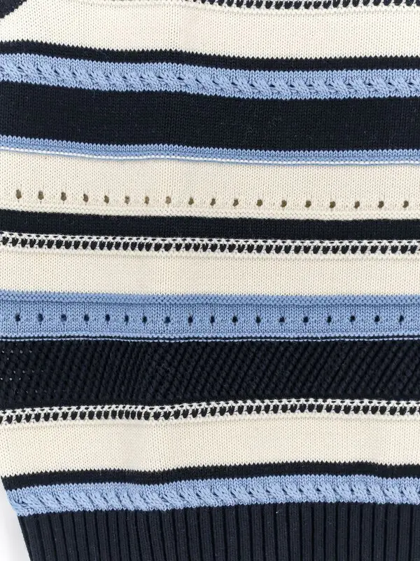 DUNST Sleeveless Striped Cotton Sweater Vest - Blue