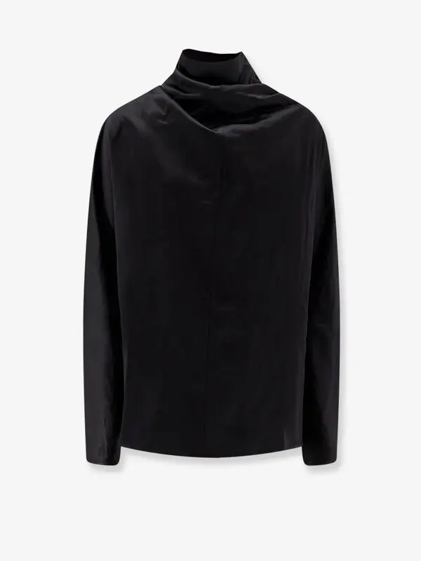TOTEME Cowl Neck Viscose And Linen Shirt - Black