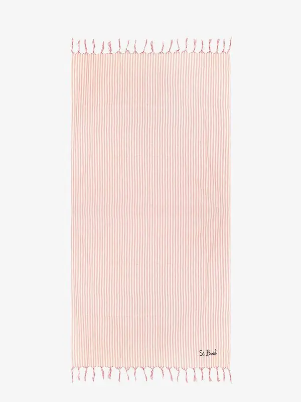 MC2 SAINT BARTH Striped Cotton Beach Towel - Red