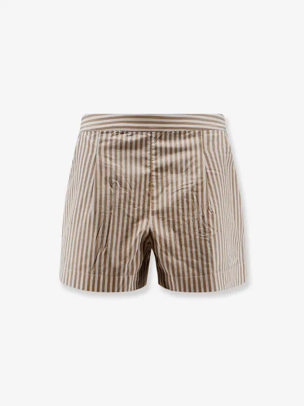 MC2 SAINT BARTH Amani Cotton Bermuda Shorts With Striped Pattern - Beige