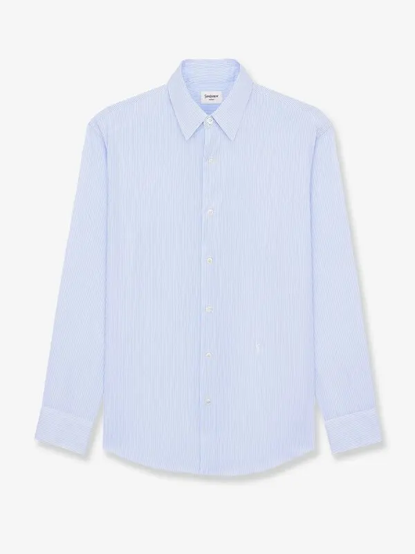 Saint Laurent Cassandre Cotton Shirt With Striped Pattern