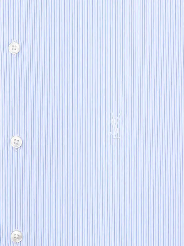 Saint Laurent Cassandre Cotton Shirt With Striped Pattern