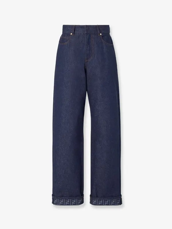 Fendi Denim Jeans With Ff Detail On The Bottom