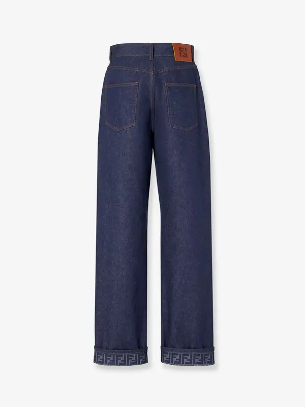 Fendi Denim Jeans With Ff Detail On The Bottom