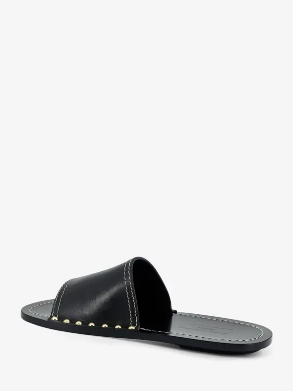 TOTEME Low Leather Sandals With Metal Studs - Black