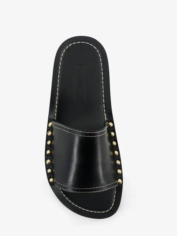 TOTEME Low Leather Sandals With Metal Studs - Black