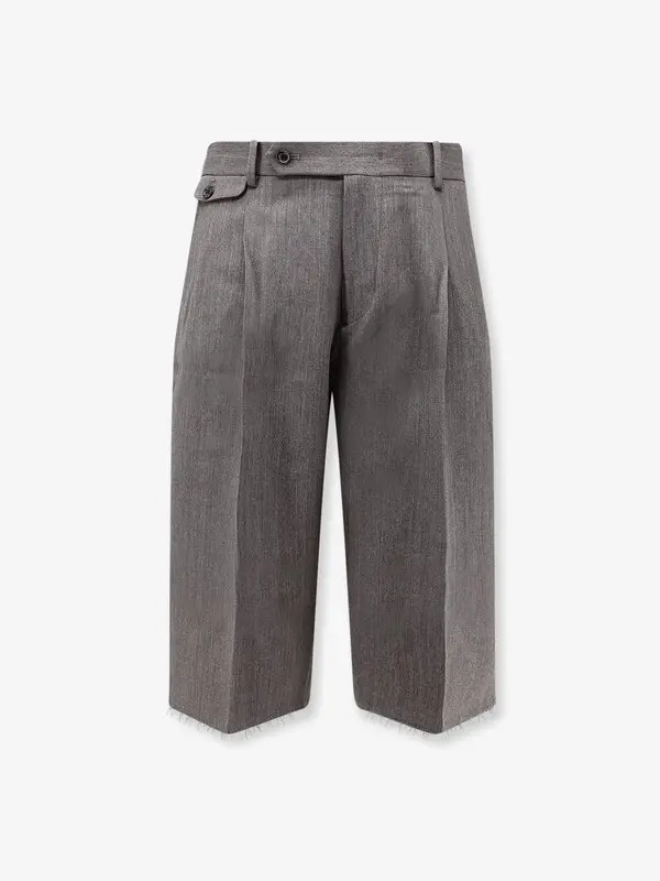 TONYWACK Wool Blend Bermuda Shorts With Frontal Pleats - Grey