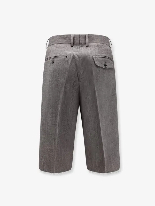 TONYWACK Wool Blend Bermuda Shorts With Frontal Pleats - Grey