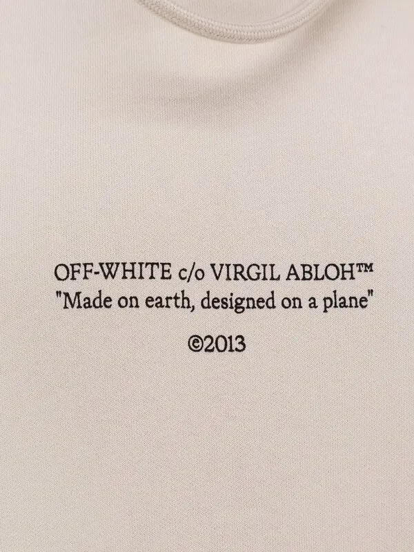 Off-White Cotton Sweatshirt With Frontal Logo Print