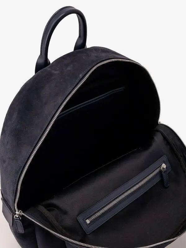 Kiton Suede Backpack With Engraved Logo