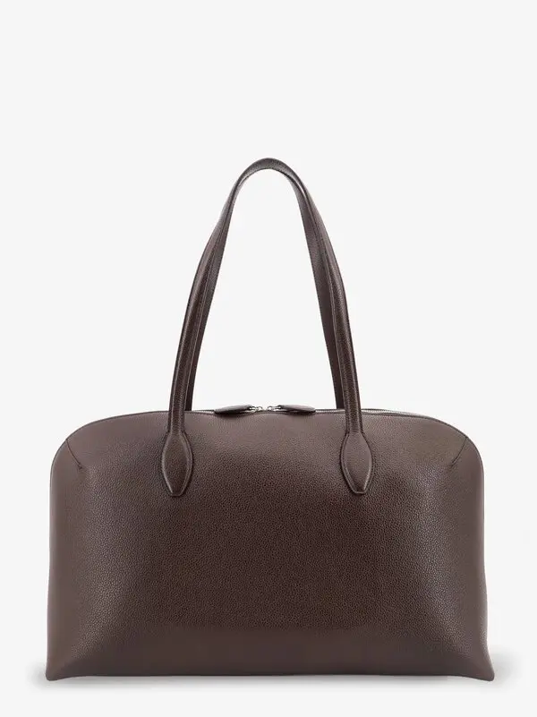 TOTEME Suede Handbag With Engraved Logo On The Front - Brown
