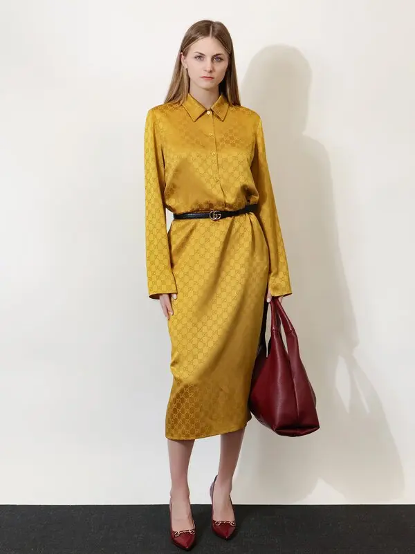 Gucci Gg Satin Chemisier Dress