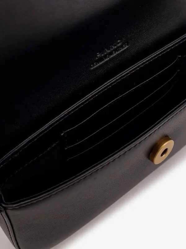 Pinko Saddle Flat Leather Crossbody Bag