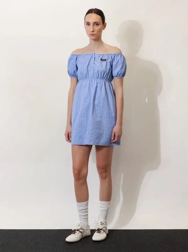 Miu Miu Madras Cotton Mini Dress