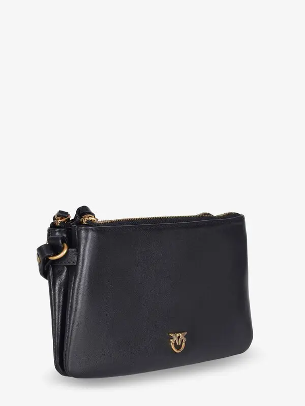Pinko Baby Love Bag One Slouchy Leather Crossbody Bag - Black