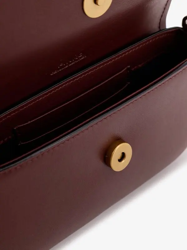 Pinko Saddle Flat Leather Crossbody Bag