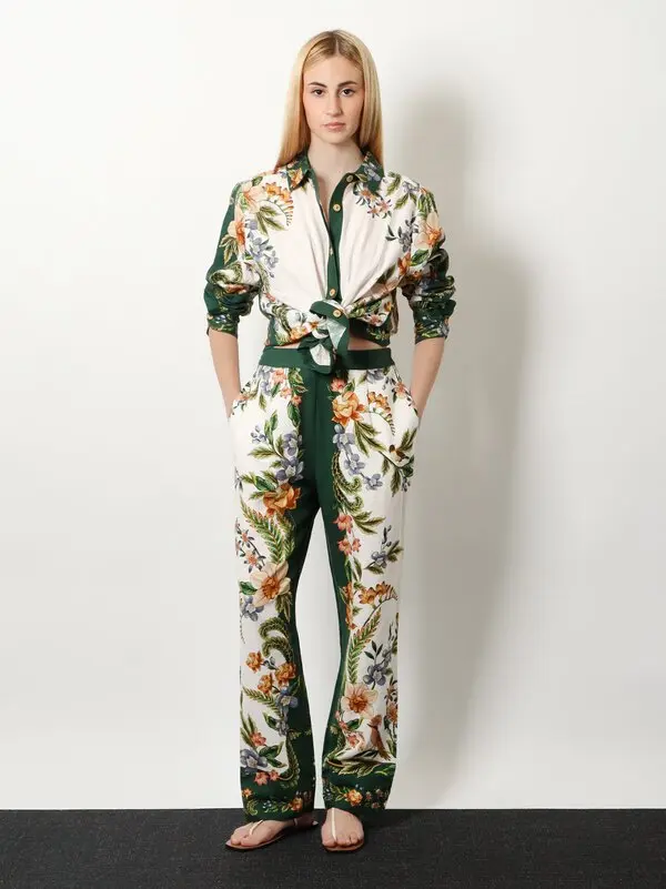 Farm Rio Linen And Viscose Floral Print Shirt