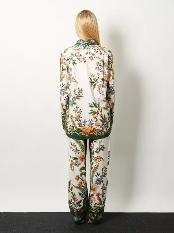 Farm Rio Linen And Viscose Floral Print Shirt