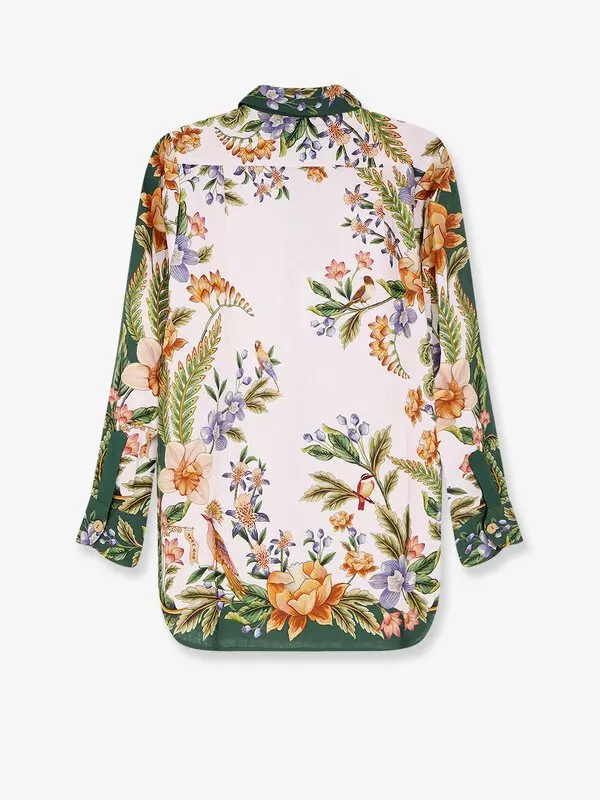 Farm Rio Linen And Viscose Floral Print Shirt