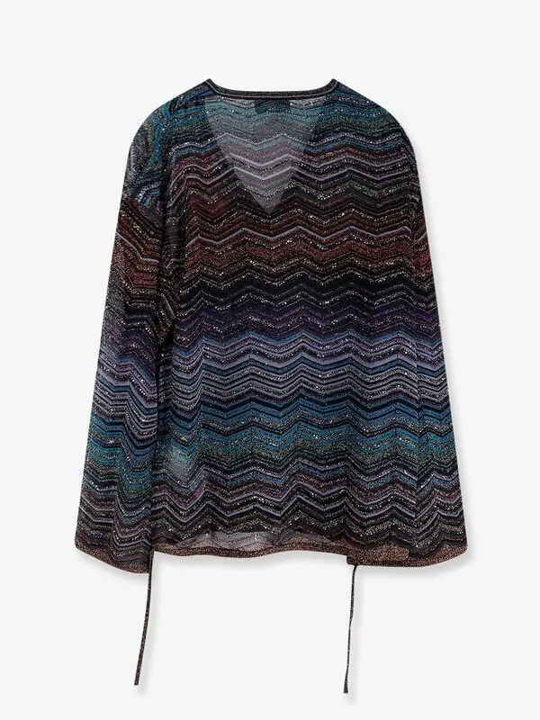 Missoni Viscose And Metallic Fiber V-neck Sweater With Sequin Embroidery