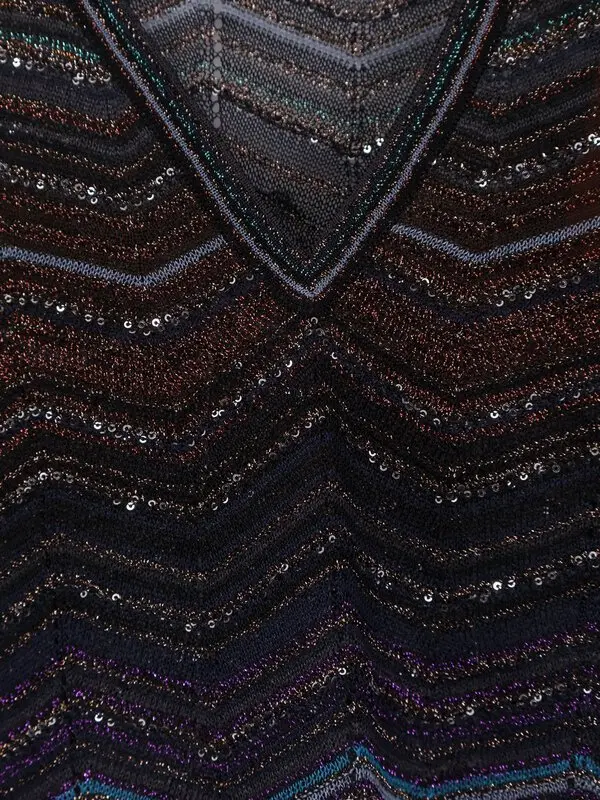Missoni Viscose And Metallic Fiber V-neck Sweater With Sequin Embroidery