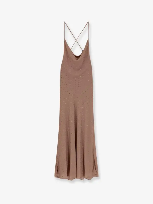 Pinko Farro Long Dress With Rhinestones - Pink