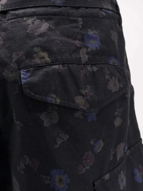 Sacai Printed Cotton Cargo Shorts With Buckled Belt