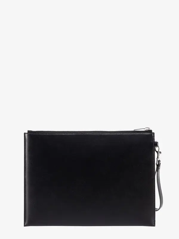 Saint Laurent Leather Clutch With Monogram Detail