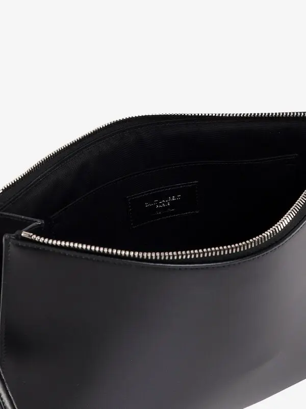 Saint Laurent Leather Clutch With Monogram Detail