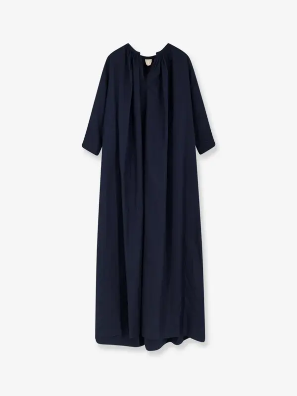 Aspesi Cotton Long Dress With Puff Sleeves And V-neckline