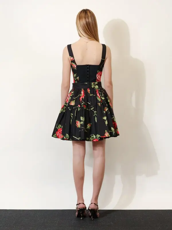 Dolce & Gabbana Cotton Flounced Skirt With Rose Print