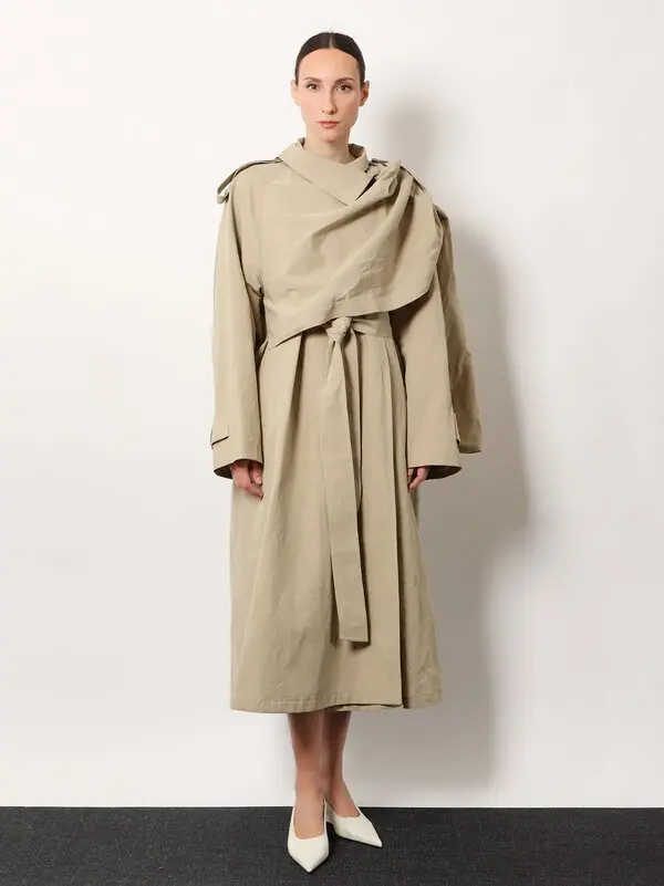 R2W Lumira Linen And Cotton Trench Coat - Beige