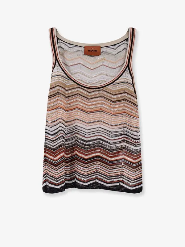 Missoni Viscose Tank Top With Laminated Chevron Pattern