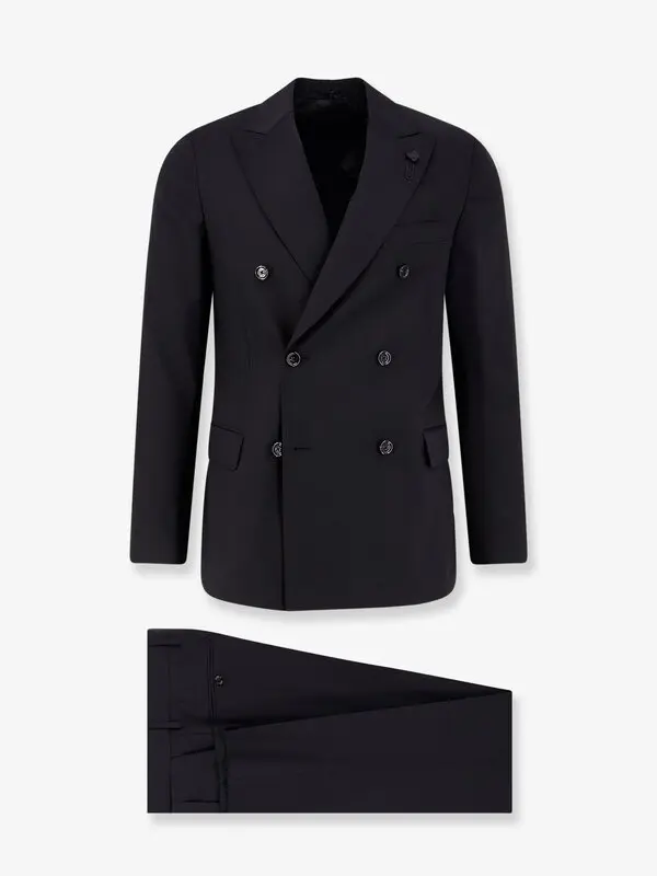 LARDINI Iconic Double-breasted Pure Virgin Wool Suit