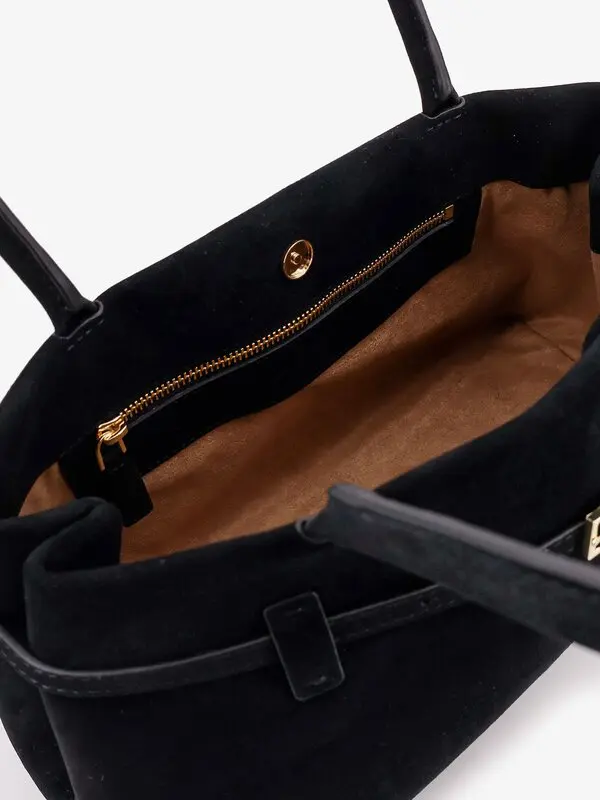Manu Atelier East West Le Cambon Suede Shoulder Bag - Black