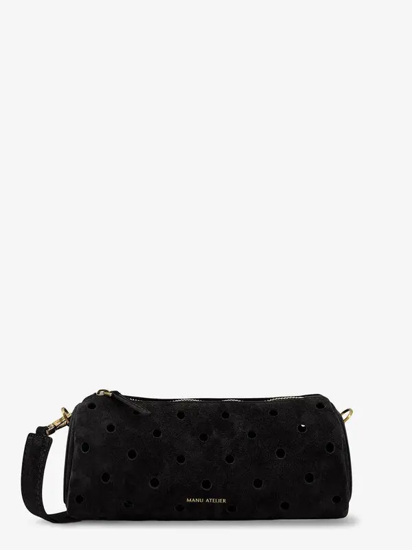 Manu Atelier Mini Cylinder Suede Crossbody Bag