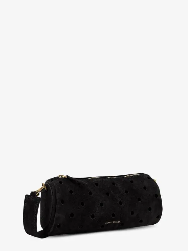 Manu Atelier Mini Cylinder Suede Crossbody Bag