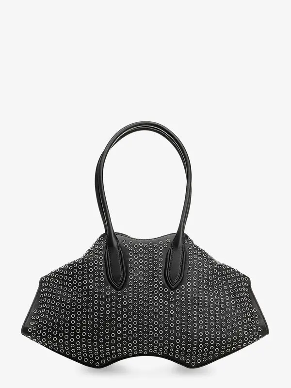 Alexander McQueen Manta Leather Shoulder Bag With All-over Metal Details
