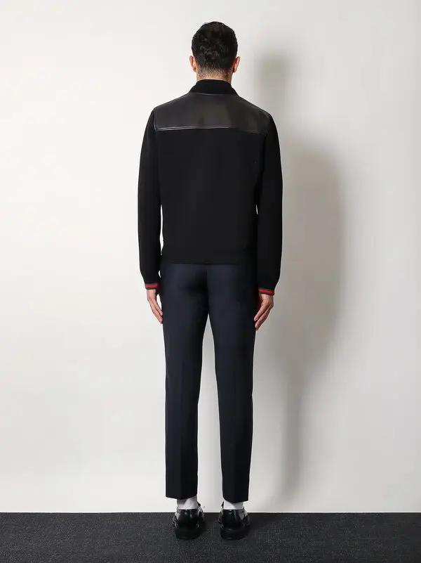 Gucci Leather And Wool Zip-up Jacket