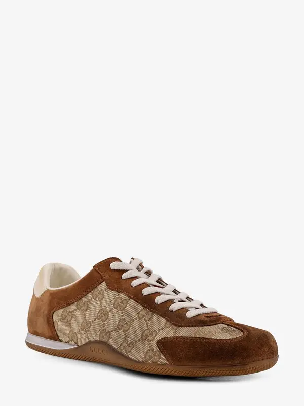 Gucci Shift Suede Sneakers With Gg Supreme Fabric Inserts