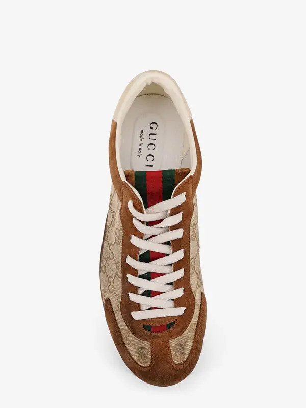 Gucci Shift Suede Sneakers With Gg Supreme Fabric Inserts