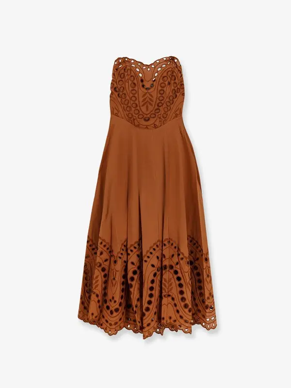 Charo Ruiz Ibiza Embroidered Cotton Blend Midi Dress