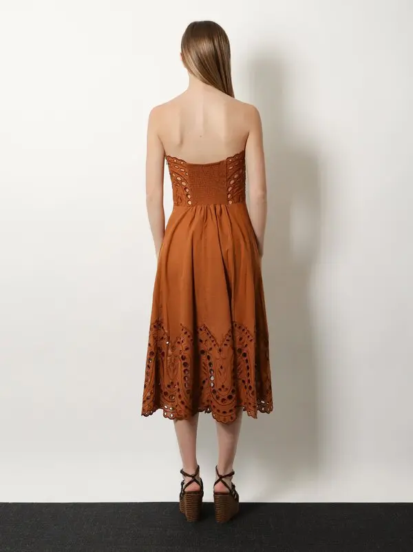 Charo Ruiz Ibiza Embroidered Cotton Blend Midi Dress