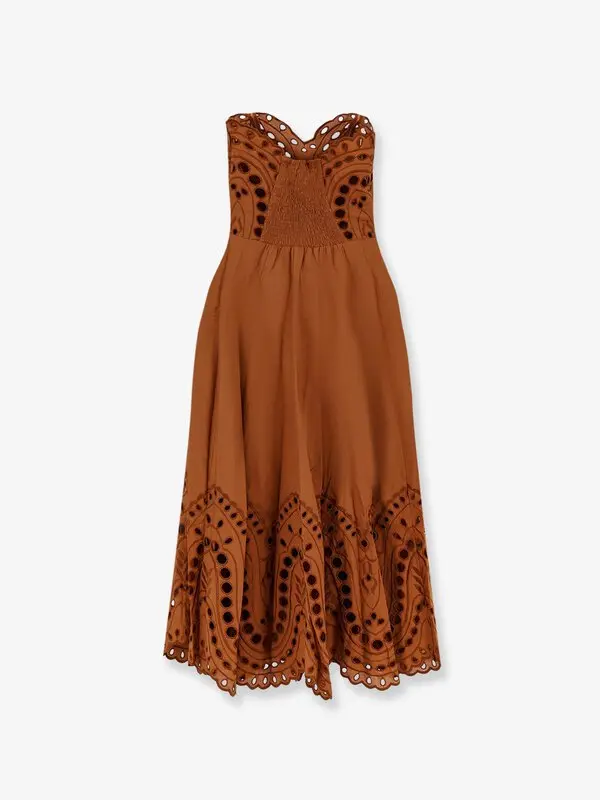 Charo Ruiz Ibiza Embroidered Cotton Blend Midi Dress