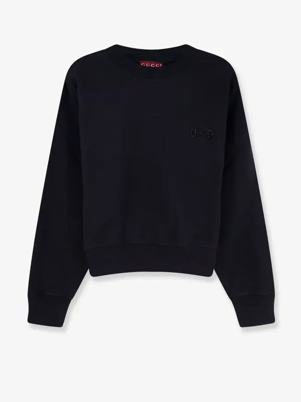 Gucci Cotton Sweatshirt With Beaded Horsebit Detail - Black