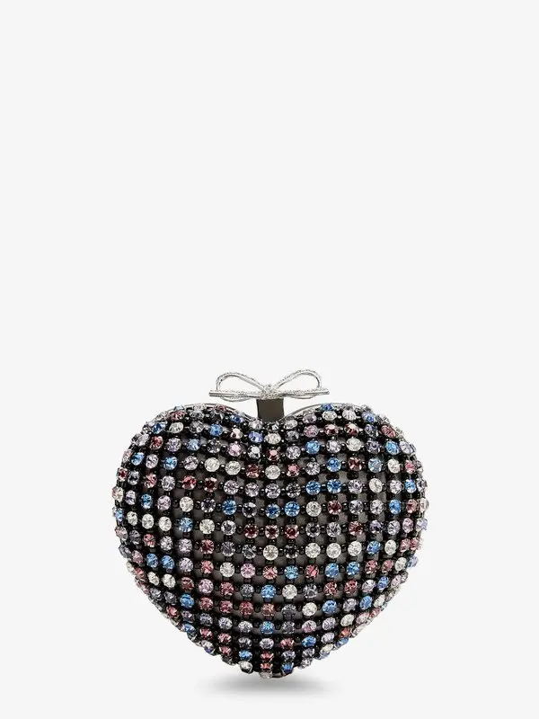 SELF-PORTRAIT Crystal Heart Clutch Bag