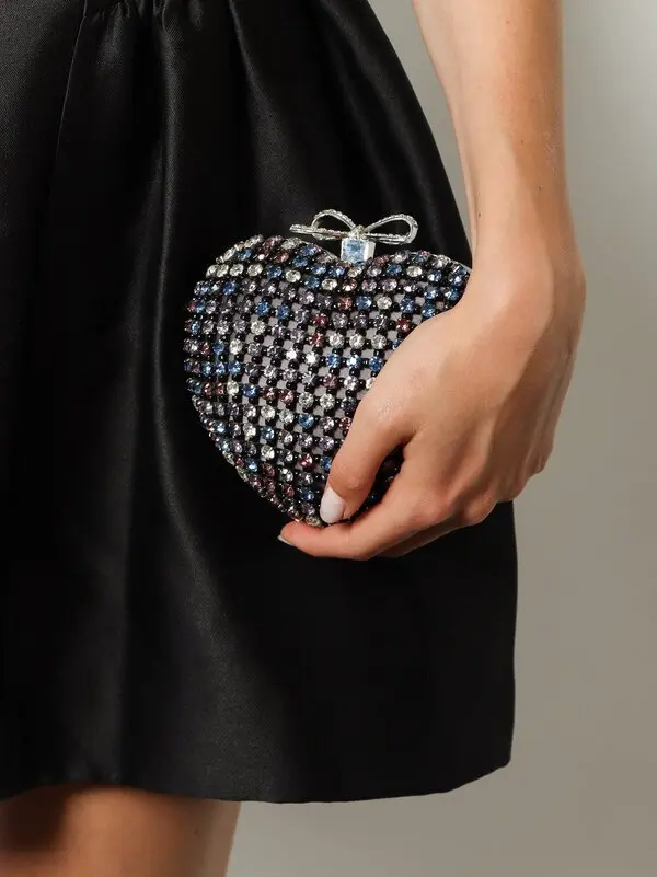 SELF-PORTRAIT Crystal Heart Clutch Bag